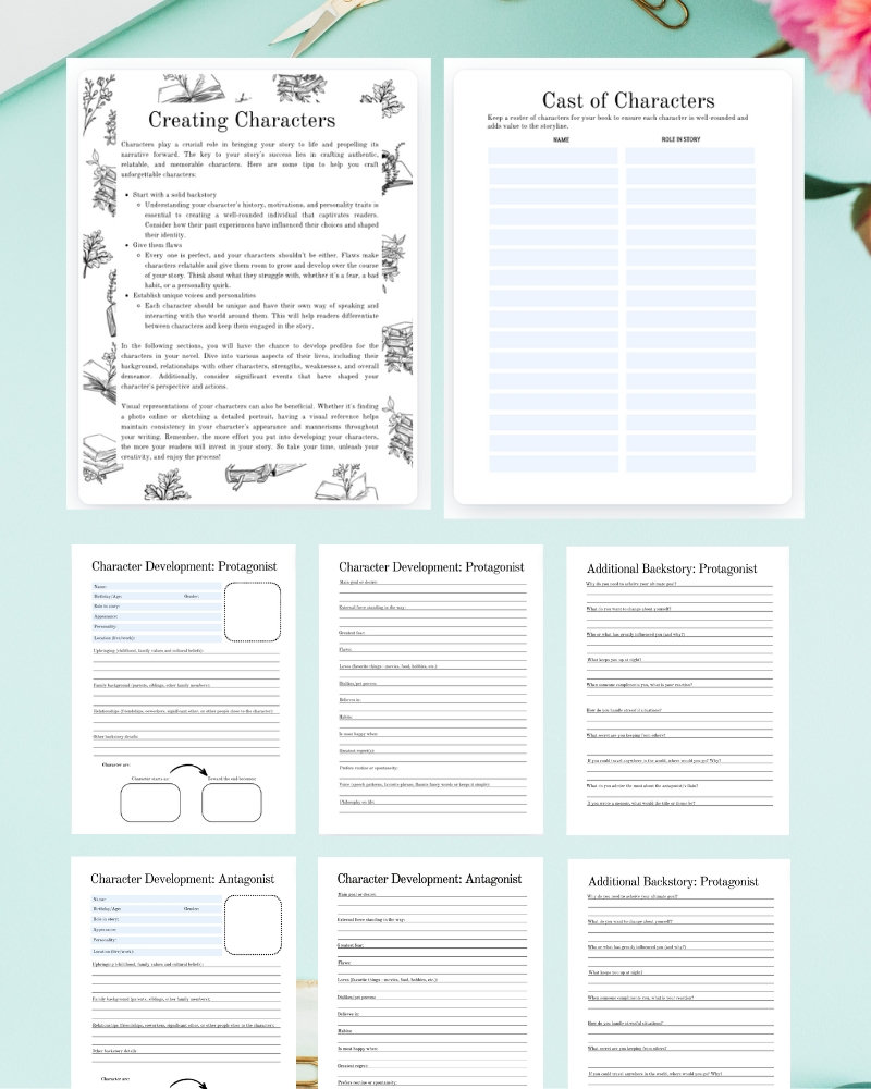 Character Development Worksheets for Novel Planning - Etsy