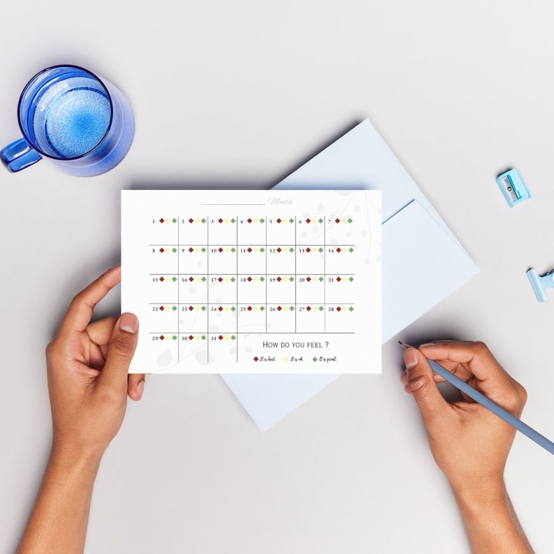 Monthly Mood Calendar Printable PDF | Mood Tracker| Feelings Tracker ...