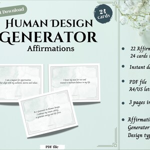 Human Design GENERATOR Affirmation Cards/printable/vision Board ...