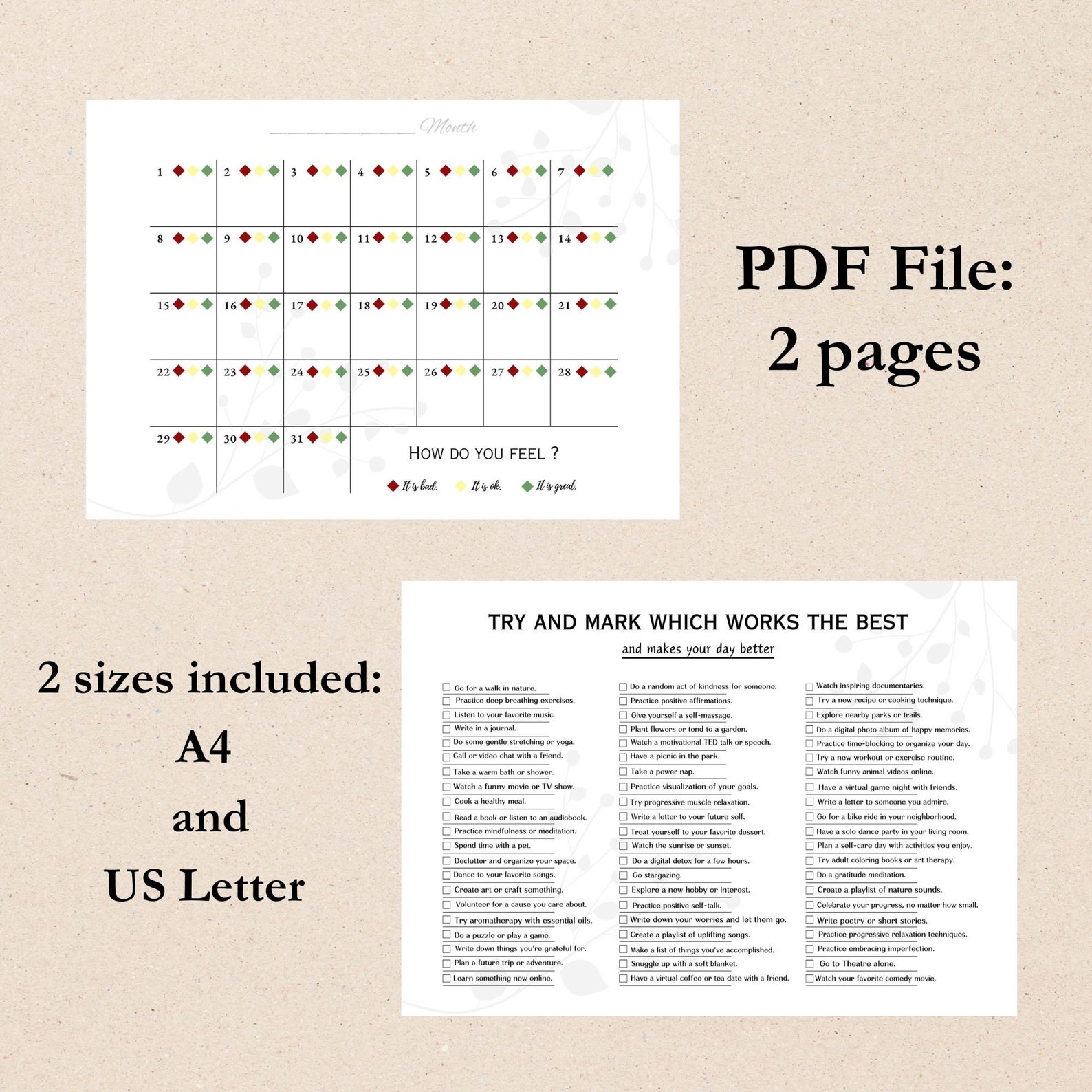 Monthly Mood Calendar Printable PDF | Mood Tracker| Feelings Tracker ...