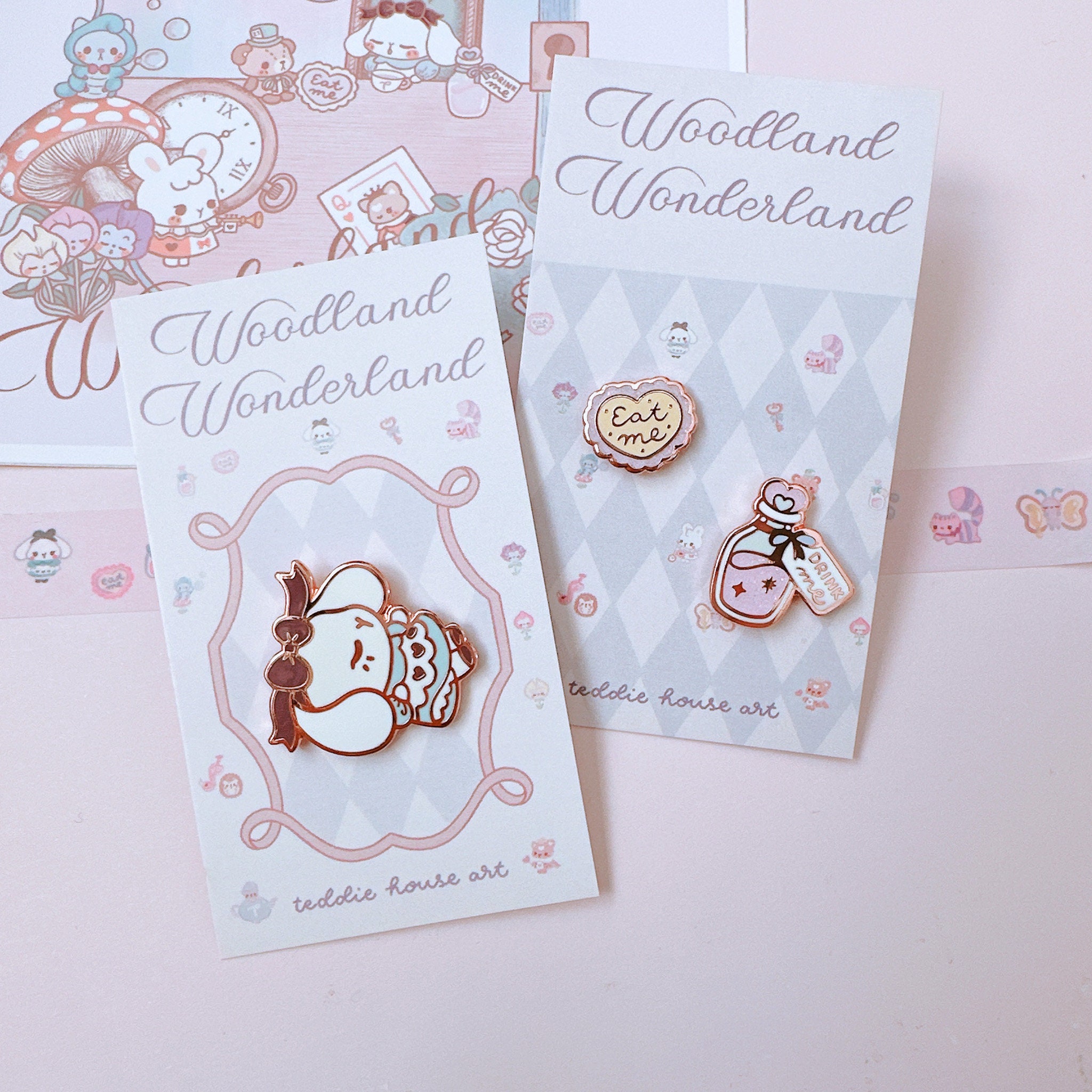 Key, Eat Me, Drink Me - Mini Alice in Wonderland Enamel Pins - Etsy