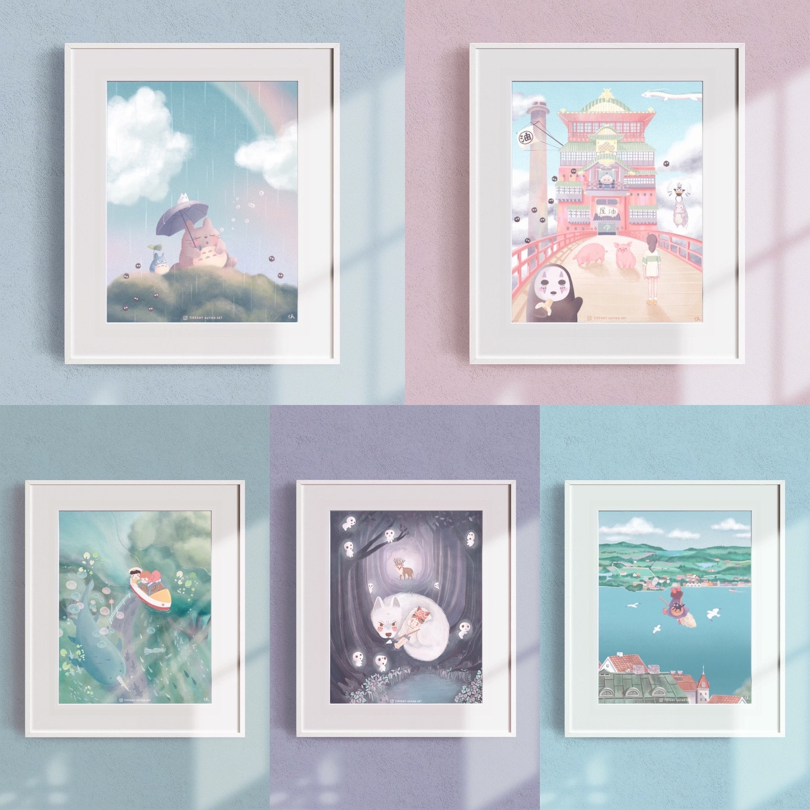 Illustrated Anime Art Print - Pastel Rainbow, Soft Wall Art, Cute Chunk ...