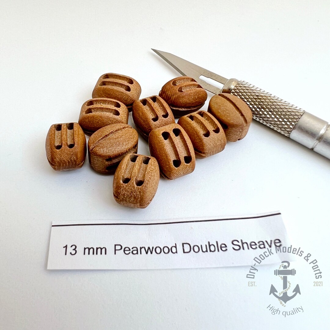 13mm Pearwood Double Sheave High Quality Premium Rigging Blocks 10 in a ...