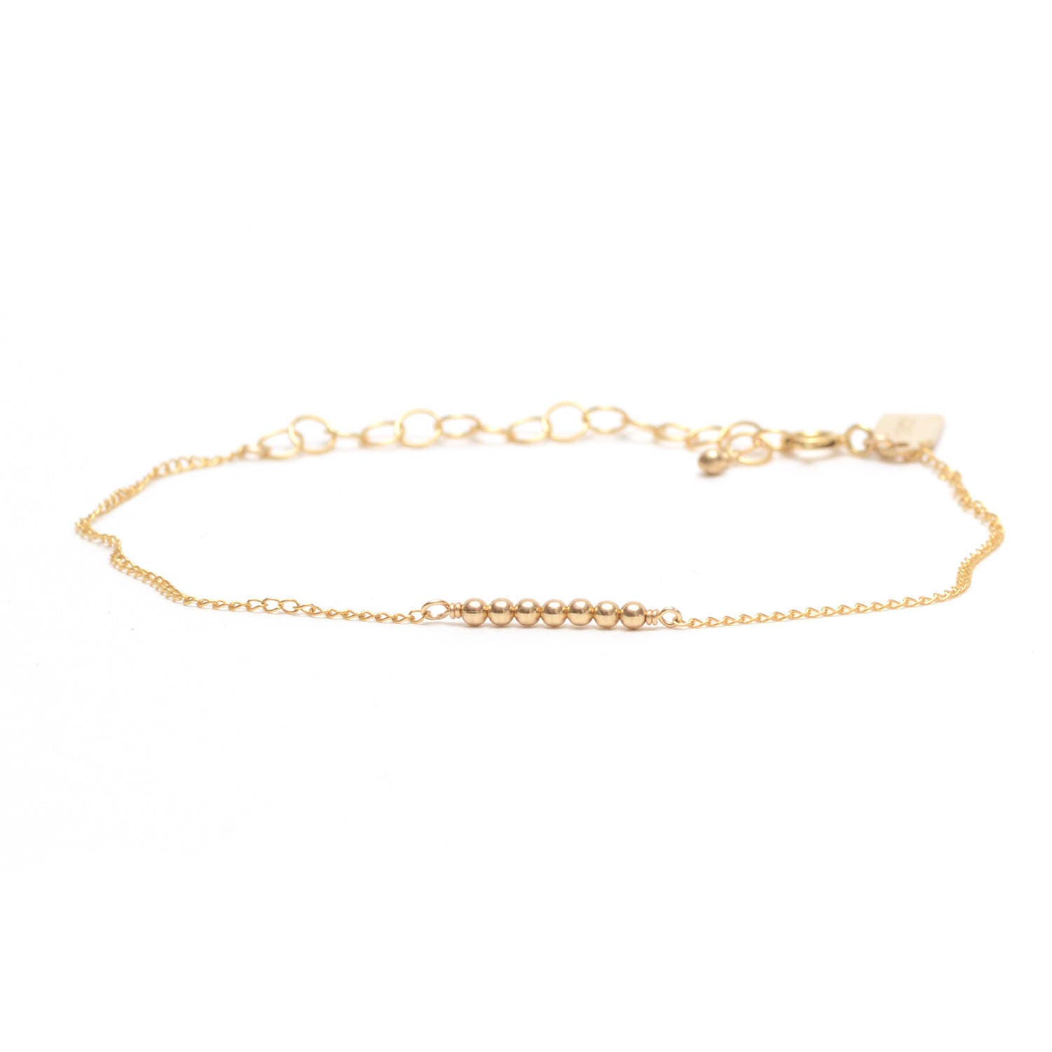 Tiny Gold Beaded Chain Bracelet Delicate Dainty 14k Gold - Etsy