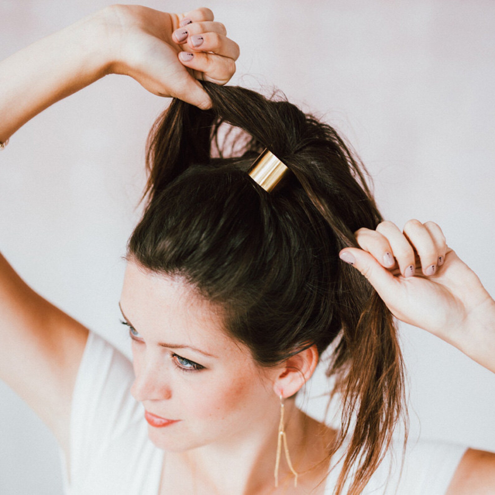 Brass Pony Tail Cover Modern Hair Tie Cover Metal Hair | Etsy
