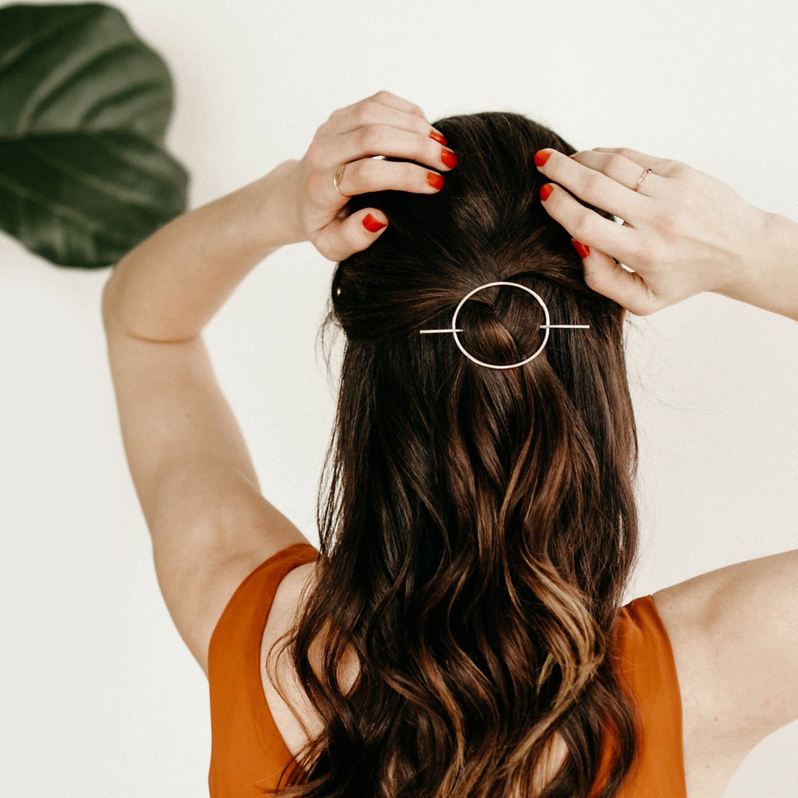 Minimal Silver Hair Pin, Round Hair Piece, Textured Hair, Curly Hairpin ...