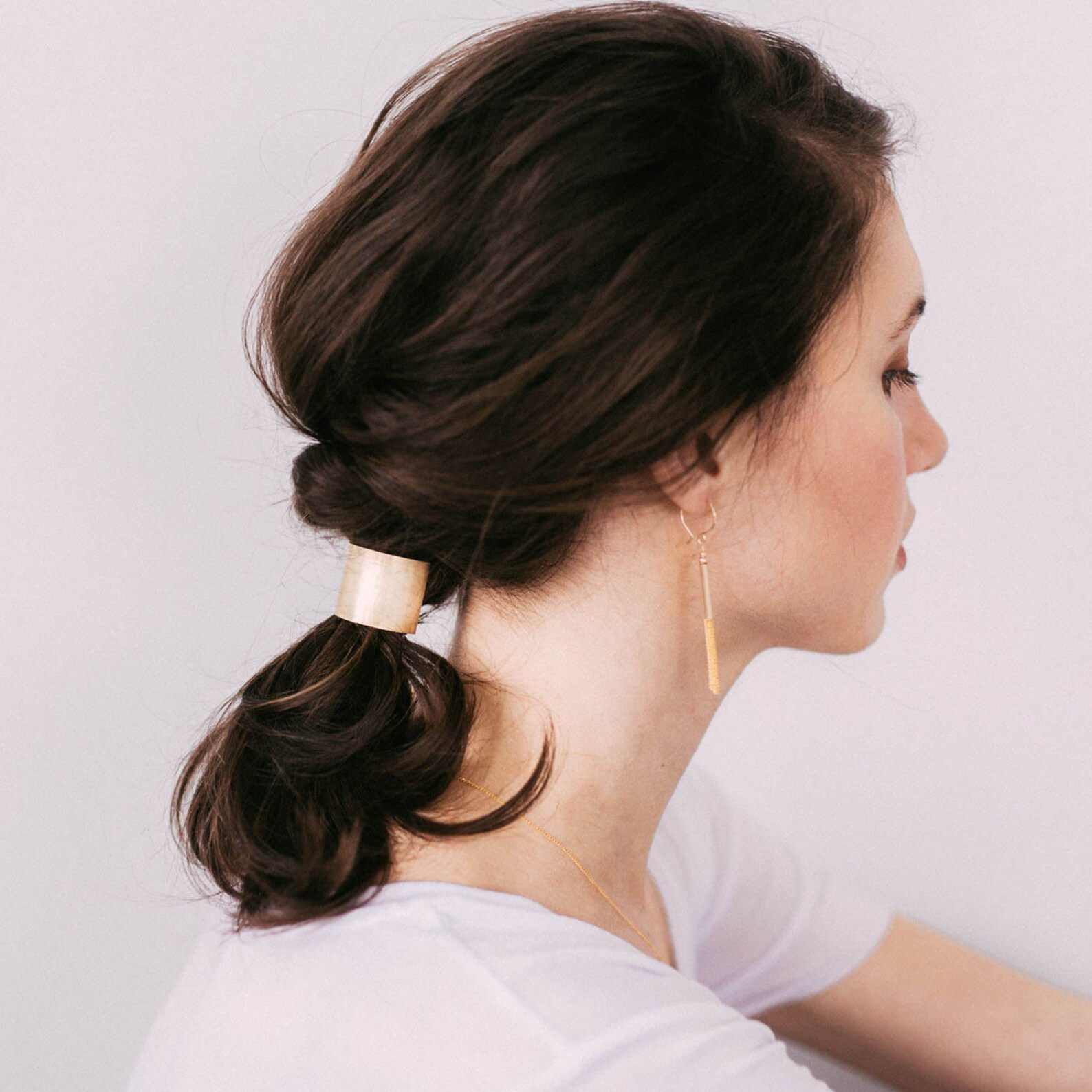 Brass Pony Tail Cover, Modern Hair Tie Cover, Metal Hair Accessory ...