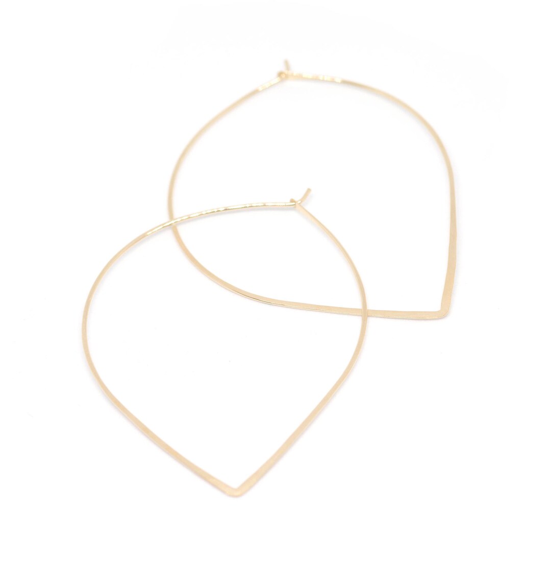Delicate Gold Petal Hoops, Lightweight Hoops, Simple Hoops, Everyday ...