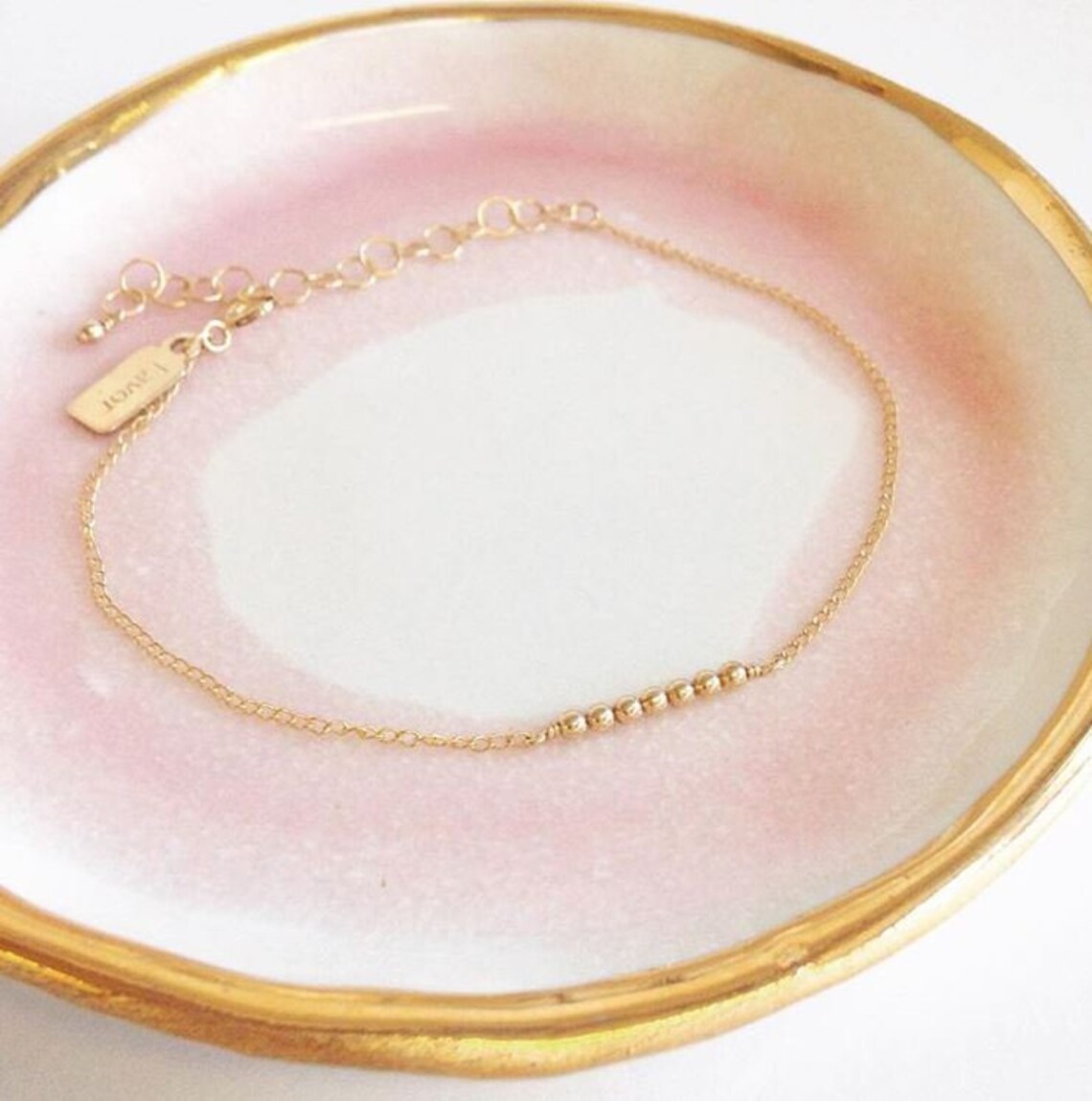 Tiny Gold Beaded Chain Bracelet Delicate Dainty 14k Gold - Etsy