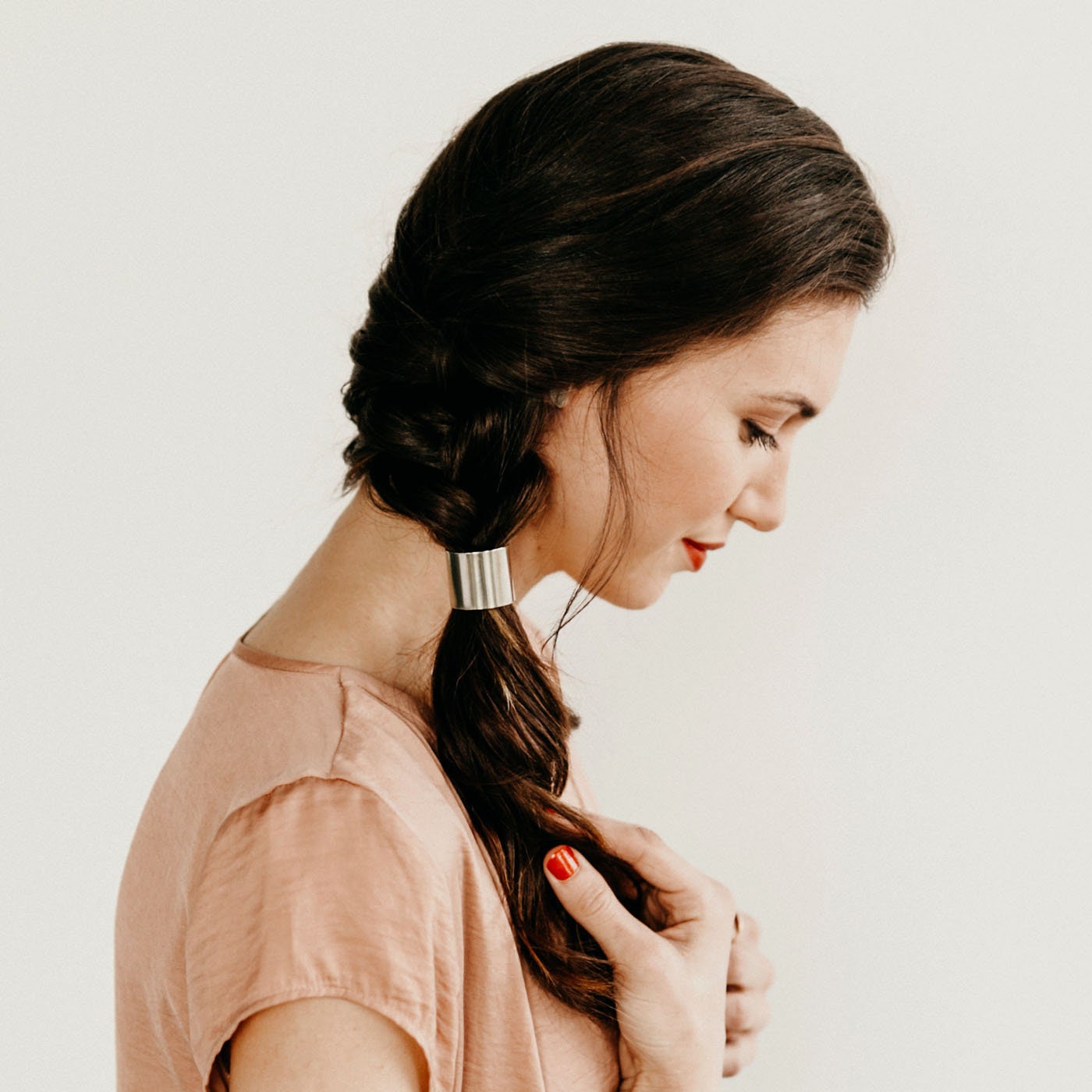 Silver Pony Tail Cover Modern Hair Tie Cover Metal Hair - Etsy