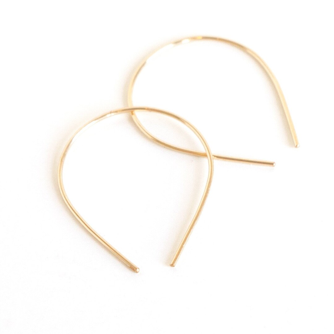 Tiny Gold Hoops, Delicate Hoops, Minimal Curved Hoop, Dainty Goldfill ...
