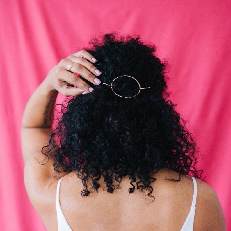 Minimal Brass Hair Pin Round Hair Piece Simple Hair - Etsy