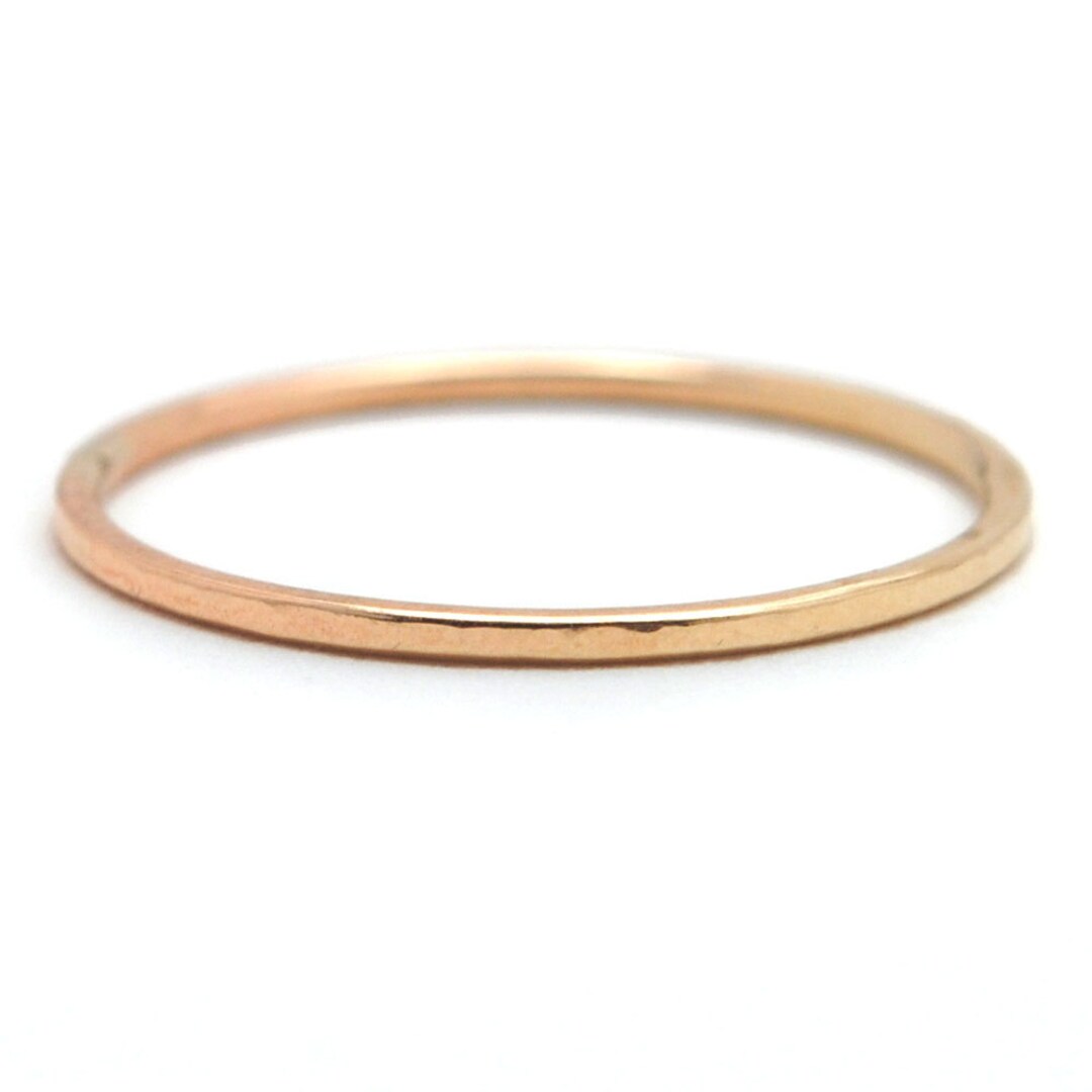 Single Thin Gold Ring, Hammered, Simple Stacking Ring, Tiny Gold ...