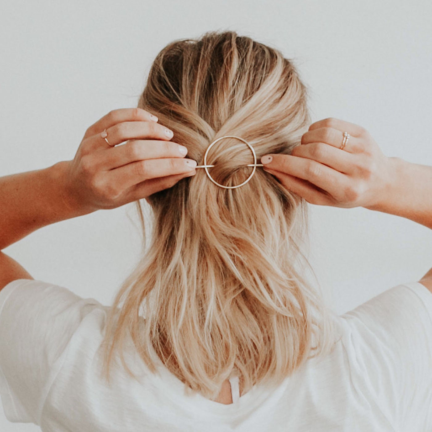 Minimal Brass Hair Pin Round Hair Piece Simple Hair | Etsy