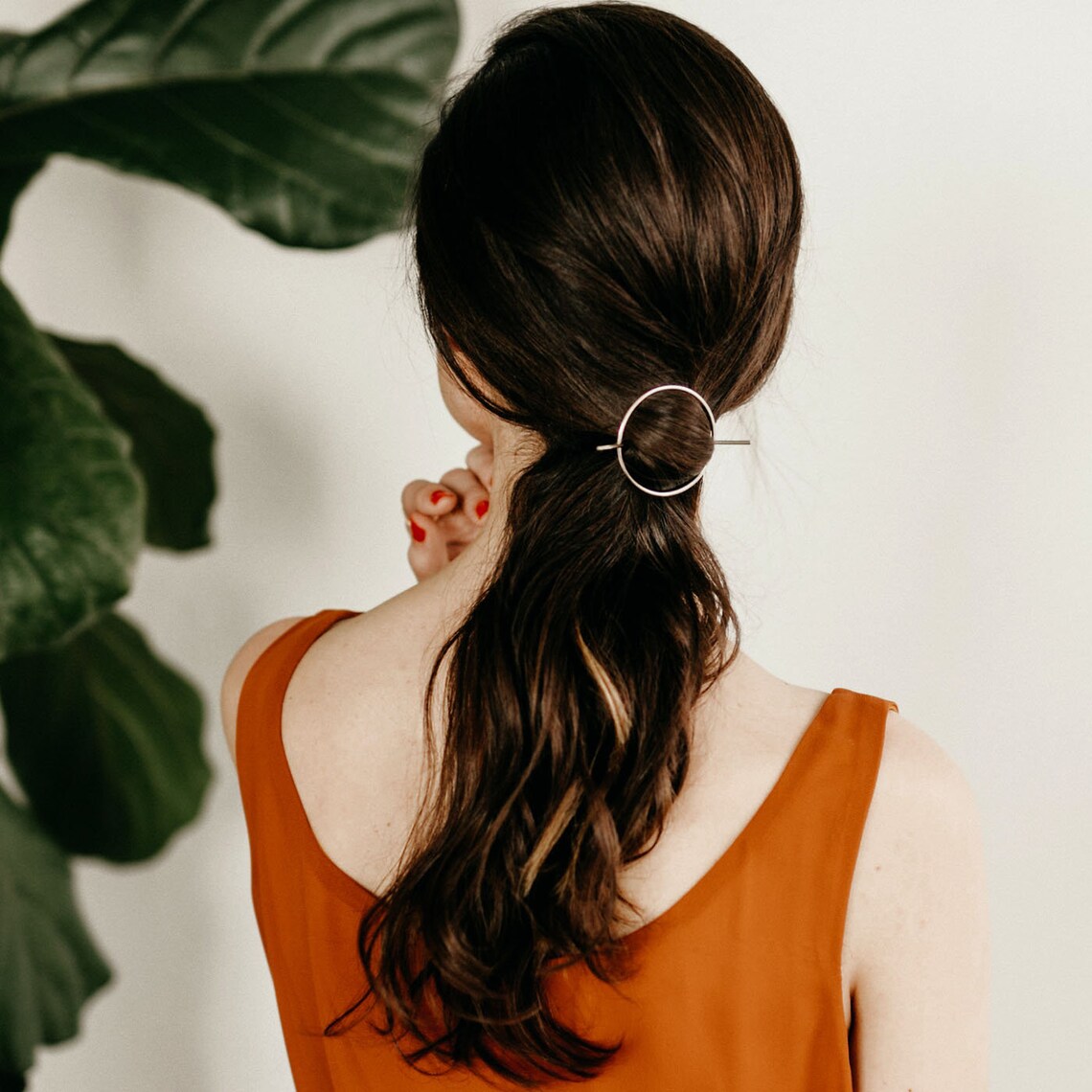 Minimal Silver Hair Pin, Round Hair Piece, Textured Hair, Curly Hairpin ...