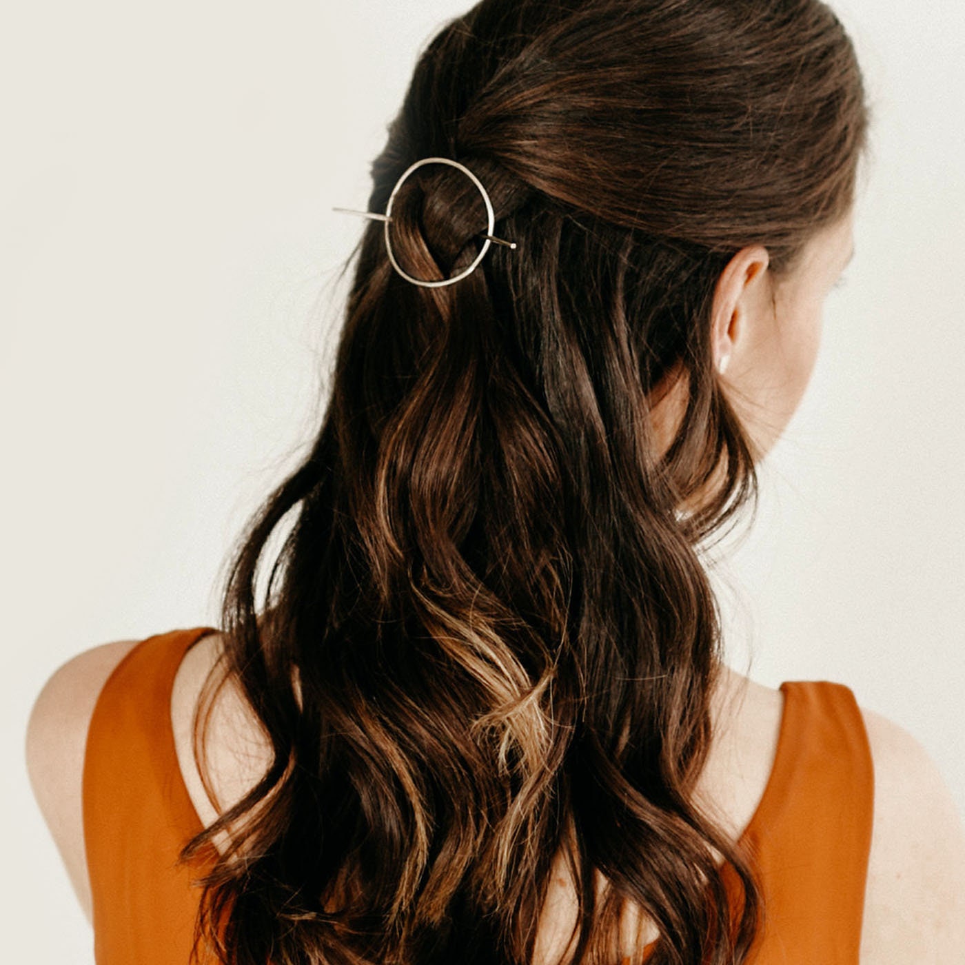 Minimal Silver Hair Pin, Round Hair Piece, Textured Hair, Curly Hairpin ...