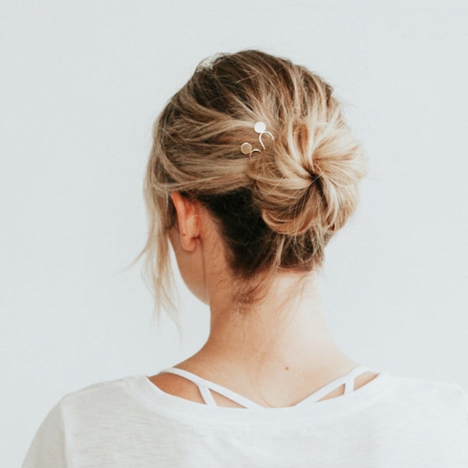 Modern Silver Hair Pin, Mini Hair Pin, Circle Hair Stick, Tiny Silver ...