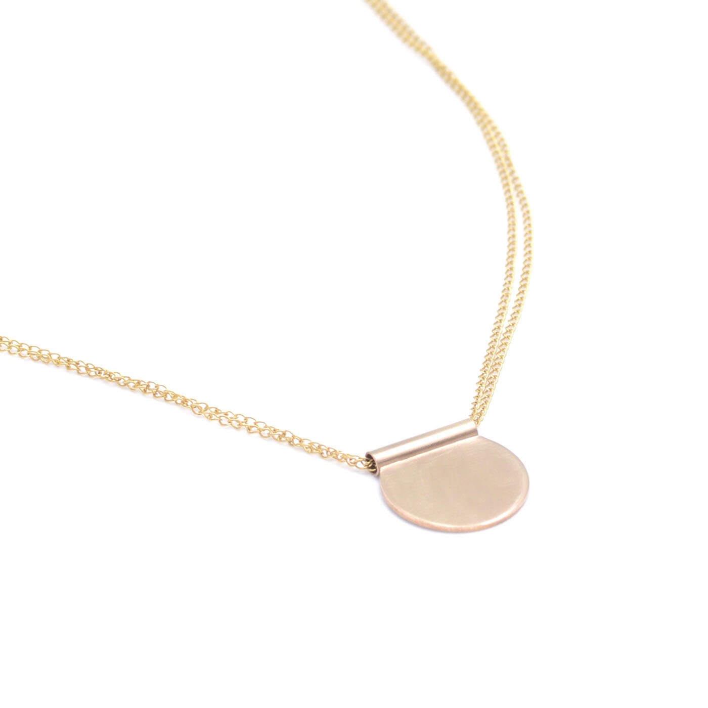 Tiny Gold Necklace, Modern Gold Coin Necklace, Dainty Necklace, 14k ...