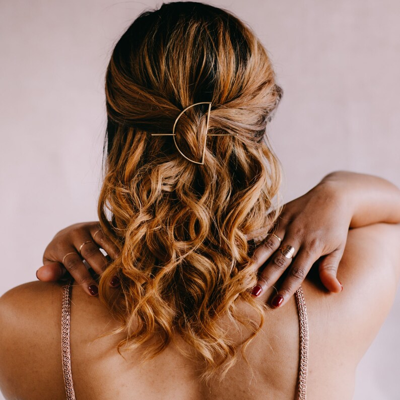 Half Moon Hair Pin Minimal Brass Hair Pin Simple Hair | Etsy