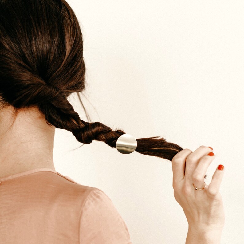 Silver Pony Tail Cover Modern Hair Tie Cover Metal Hair - Etsy