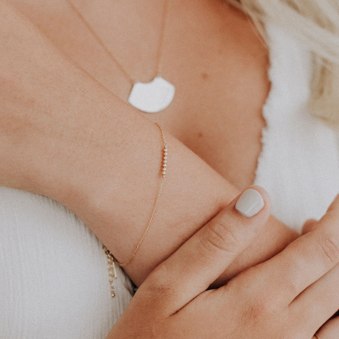 Tiny Gold Beaded Chain Bracelet, Delicate, Dainty 14k Gold Fill ...