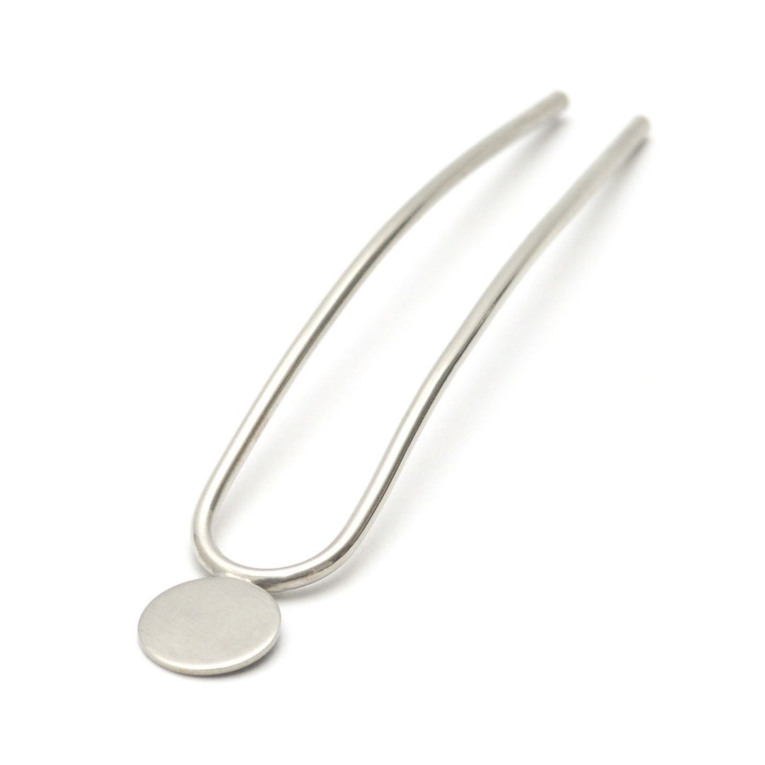 Modern Silver Hair Pin, Mini Hair Pin, Circle Hair Stick, Tiny Silver ...