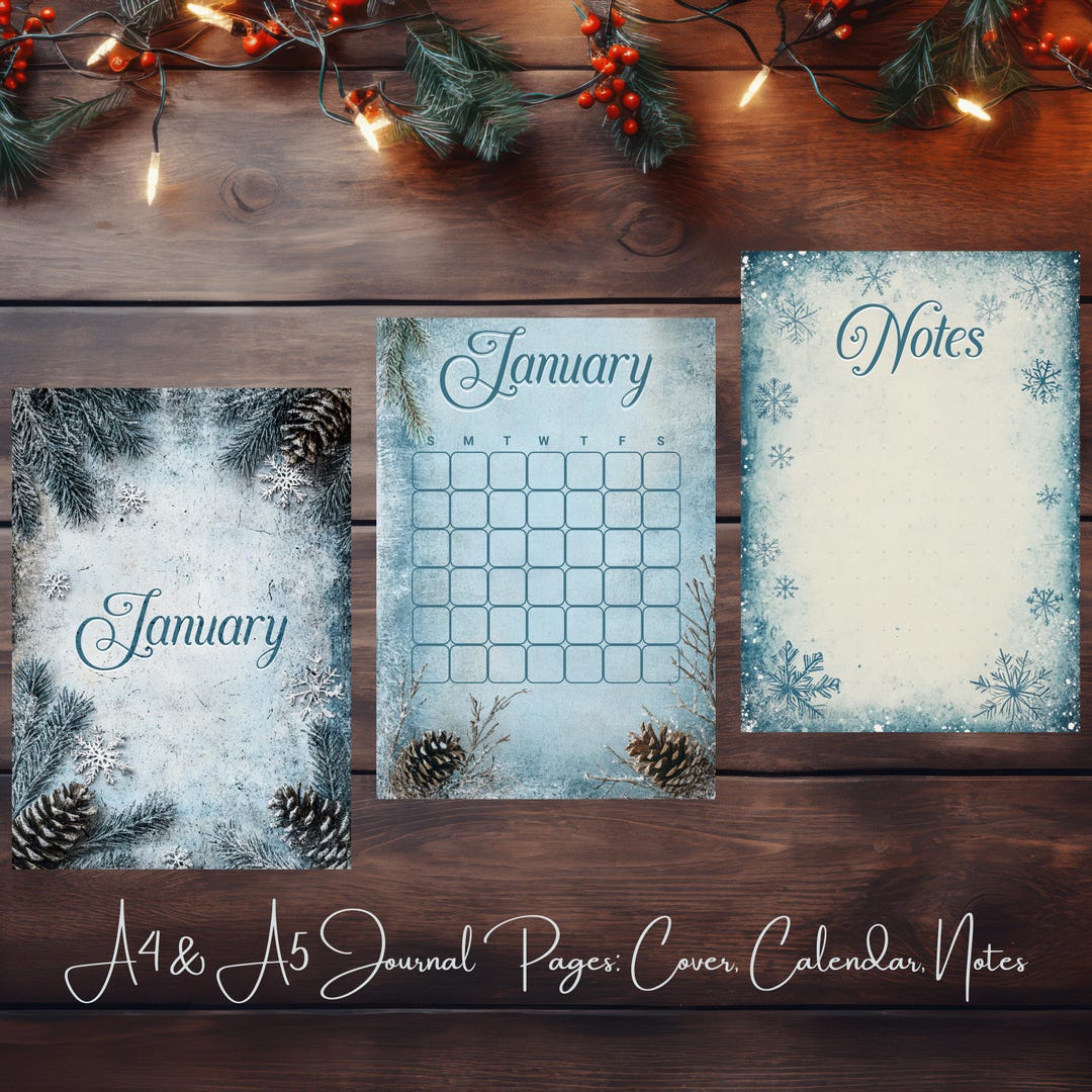 January Journal Pages – Winter Pinecone Calendar, Notes (digital ...