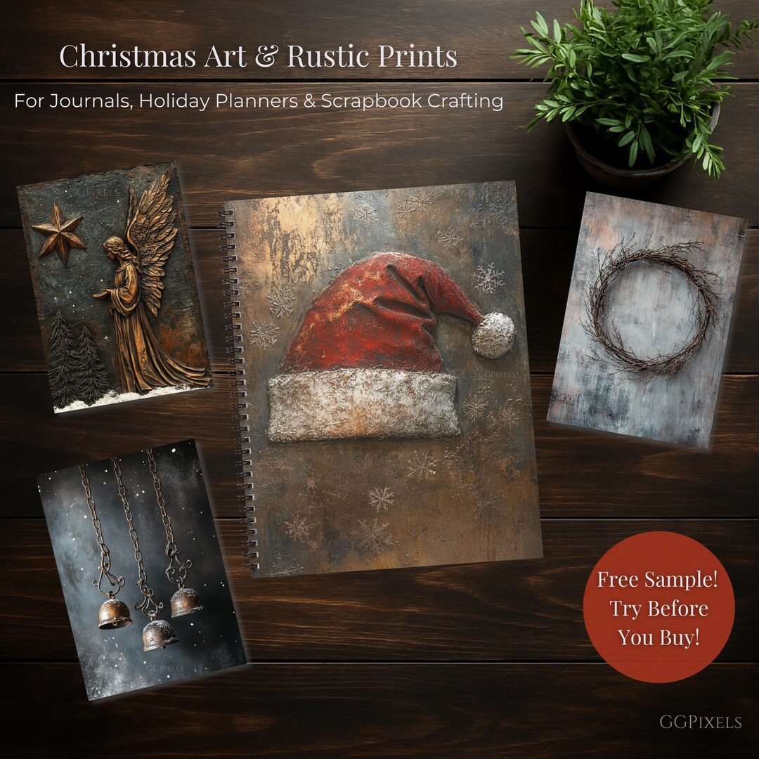 Rustic Christmas Printable Set for Holiday Journals Scrapbook Projects ...