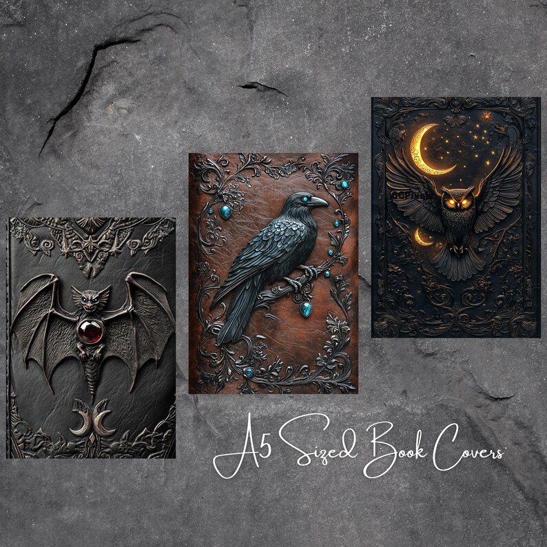 Printable Gothic Animal Book Cover PNG Bundle Medieval A5 Junk Journal ...