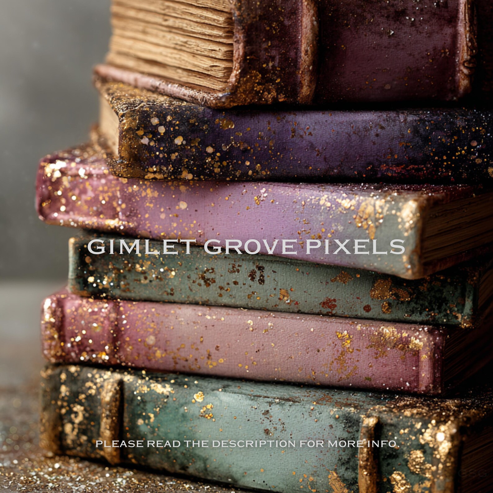 Glittered Vintage Bookstack Print, Printable Wall Art, Whimsigoth Decor ...