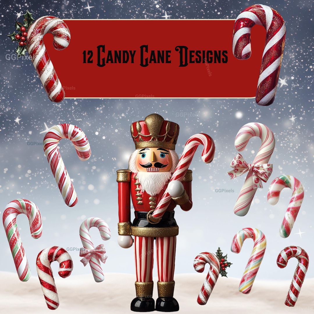 Candy Cane Clip Art Bundle 12 Festive Christmas Designs Holiday ...