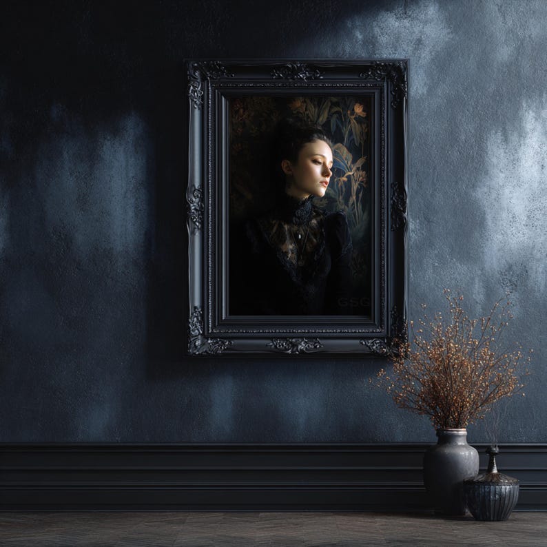 Victorian Goth Woman Portrait, Printable Wall Art, Goth Decor, Dark ...