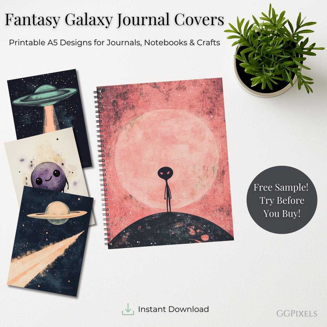 Alien Galaxy Journal Covers Cute Space A5 Printables for Kids Sci Fi ...