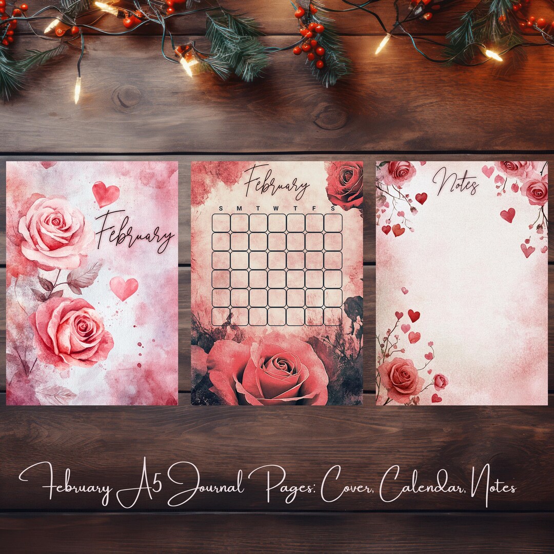 Printable February Journal Pages A5 Valentine's Day Theme Notes ...