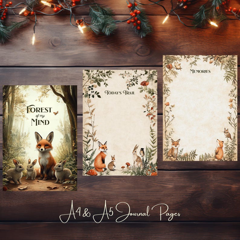 Printable Woodland Journal Pages A4 A5 Forest Theme Bundle Daily ...