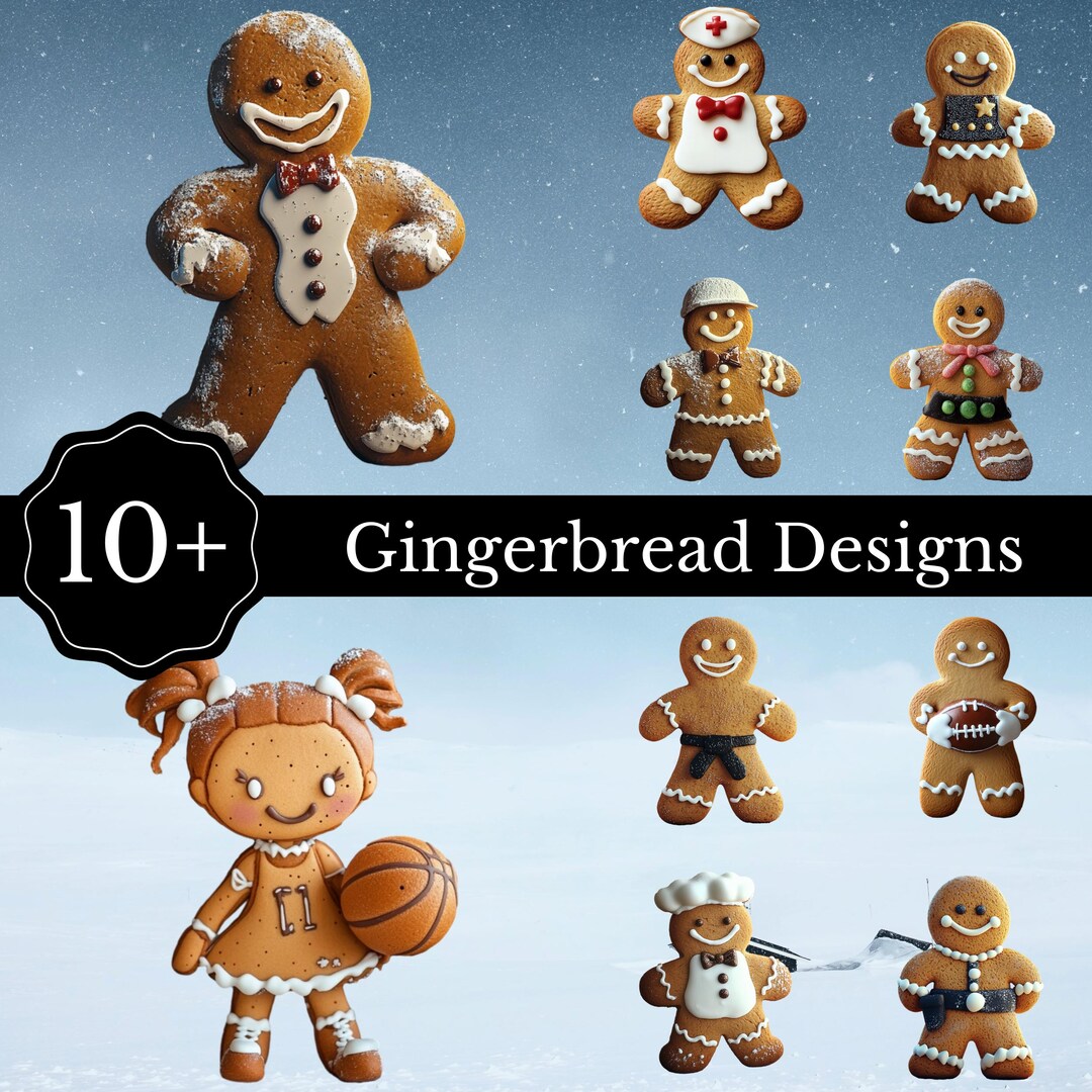 Gingerbread Clip Art Bundle 10 Cute Christmas Gingerbread Characters ...