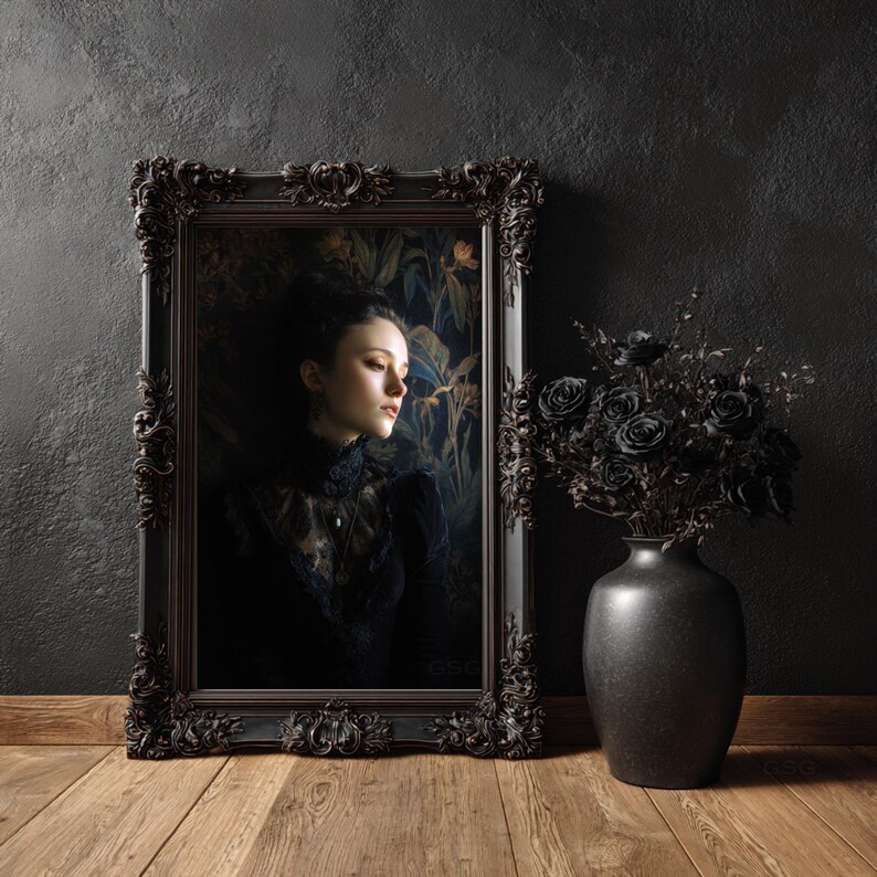 Victorian Goth Woman Portrait, Printable Wall Art, Goth Decor, Dark ...