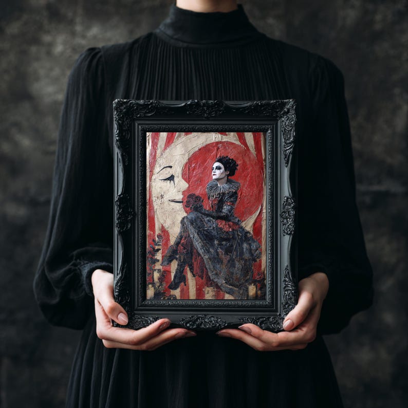 Carnival Moon Jester Print, Gothic Circus Portrait, Vintage Studio Moon ...