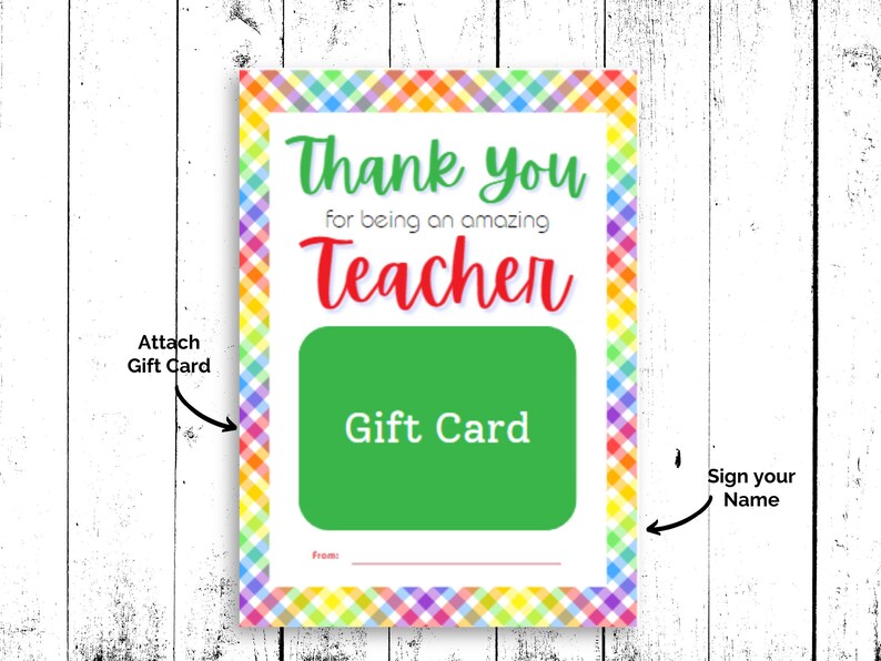 Teacher Appreciation Gift Card Holder, Printable Gift for Teacher ...