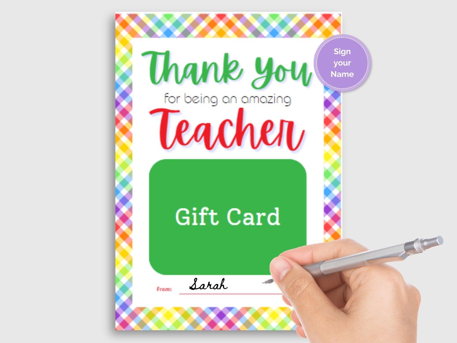Teacher Appreciation Gift Card Holder, Printable Gift for Teacher ...