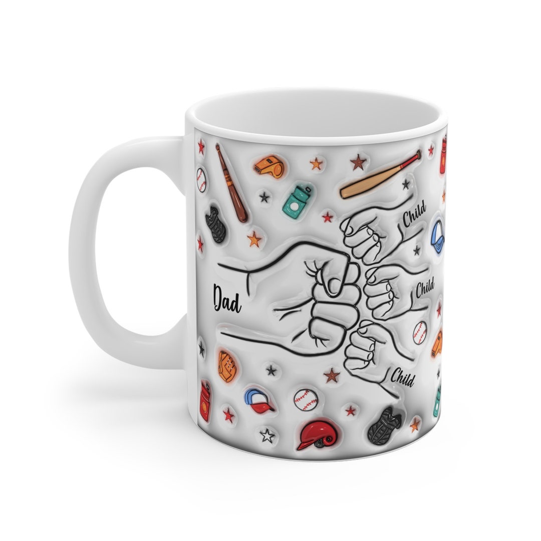 Father's Day Mug, Dad Mug Fist Bump Upto 6 Kids,custom Mug Personalized ...