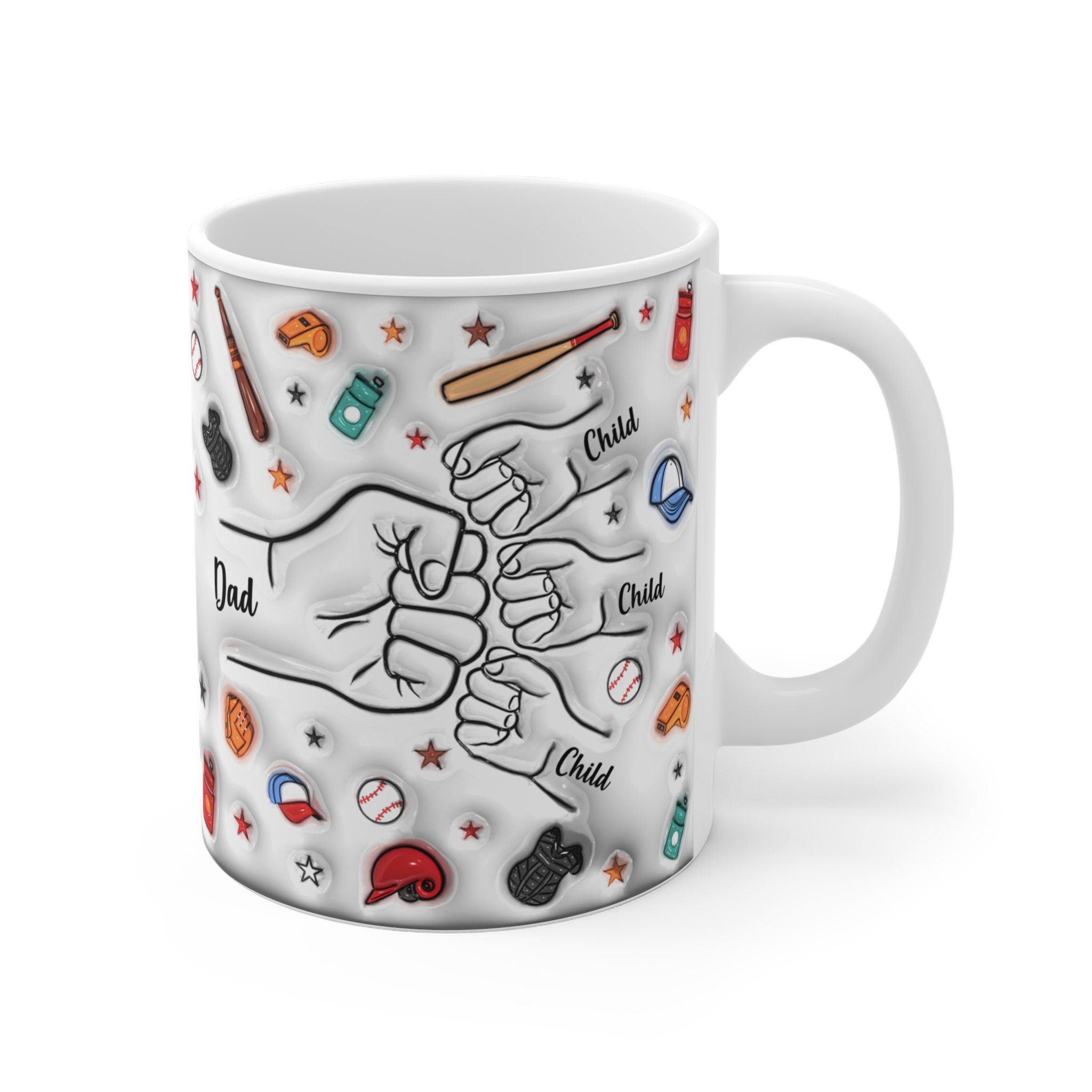 Father's Day Mug, Dad Mug Fist Bump Upto 6 Kids,custom Mug Personalized ...