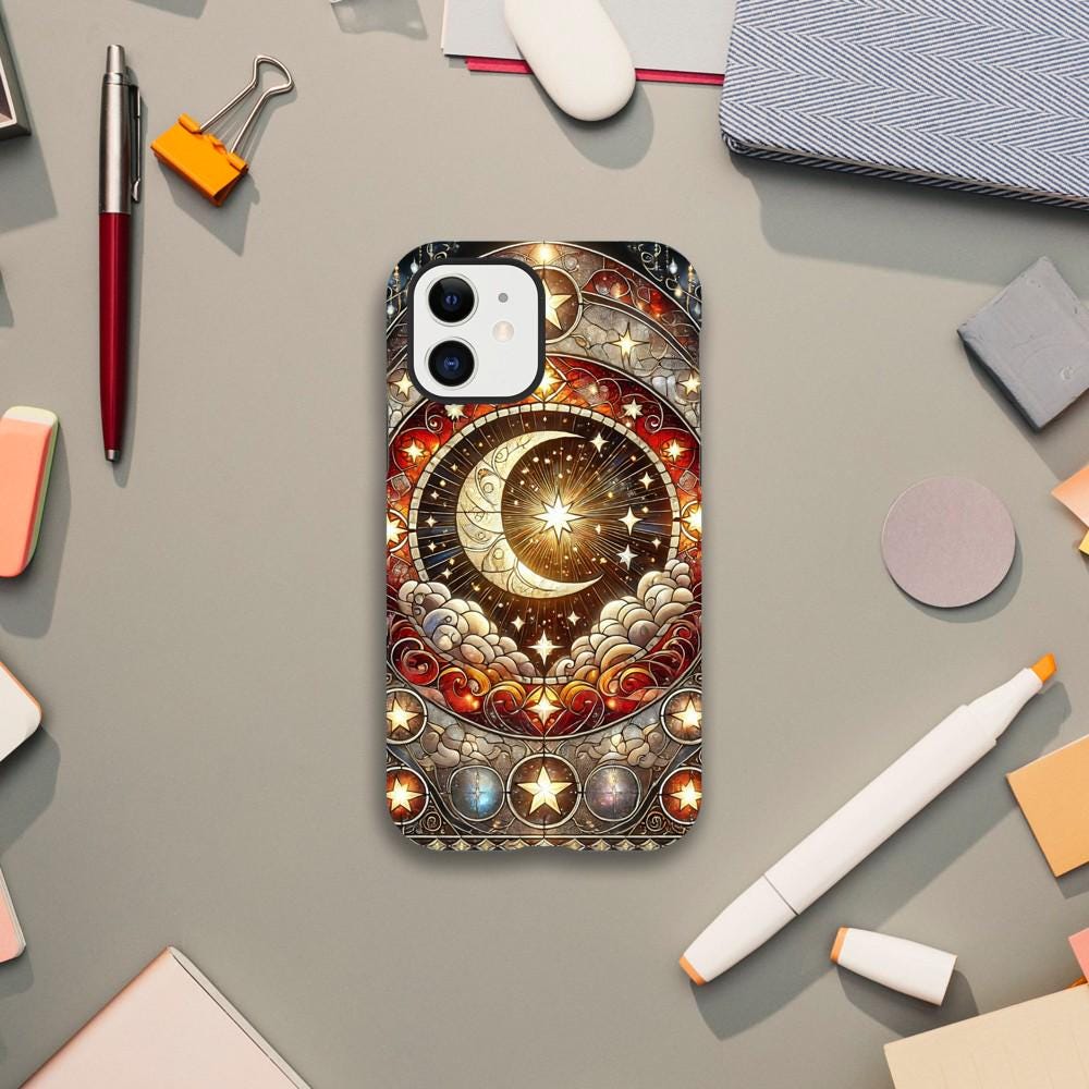 Celestial Stained Glass Phone Case, Stylish & Durable Double-layer ...