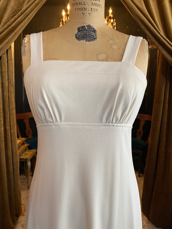 1970s maxi dress, ivory polyester, vintage 70s dress,… - Gem