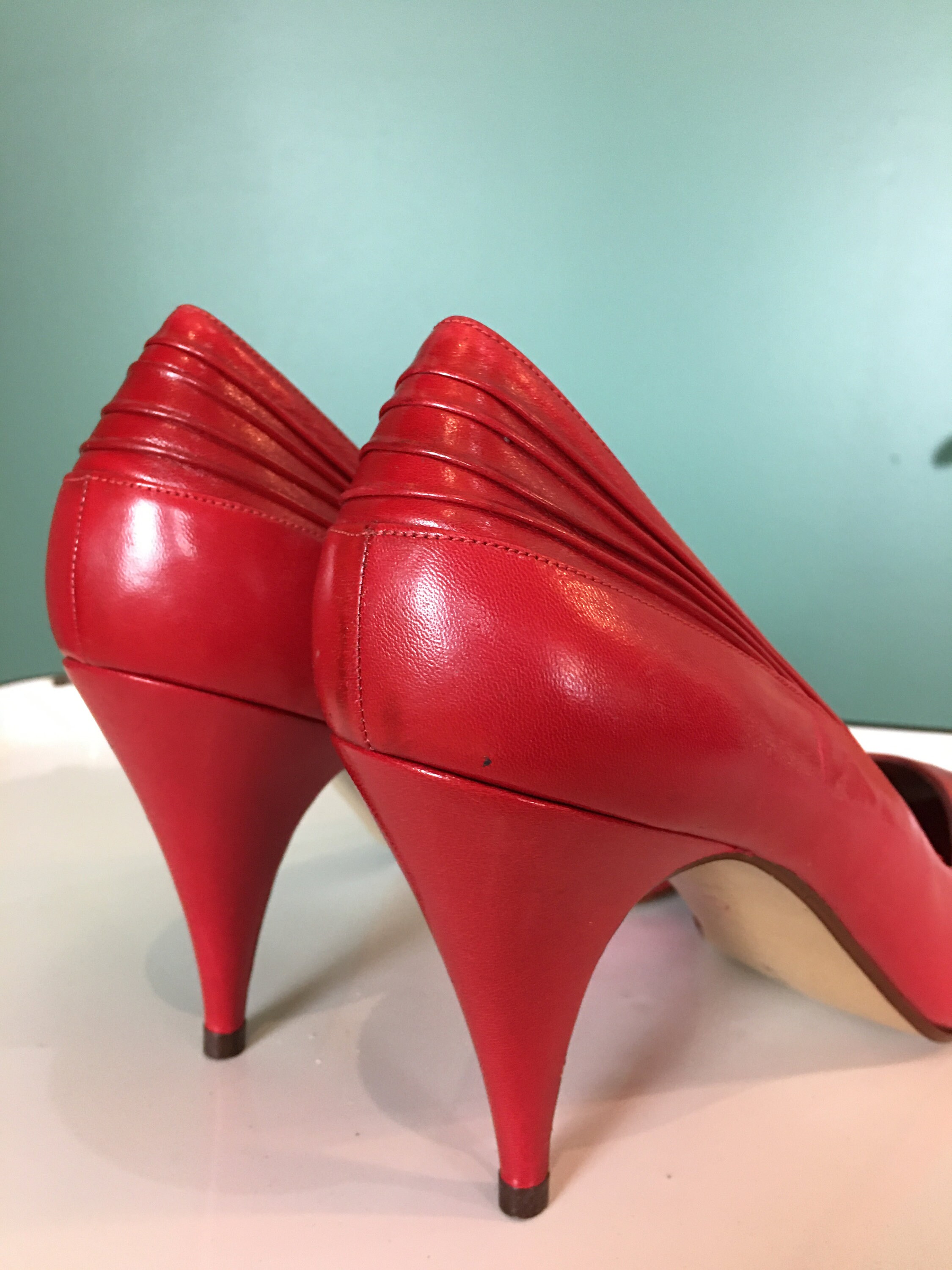 Lipstick red heels 1980s pumps vintage 80s shoes 9 1/2 | Etsy