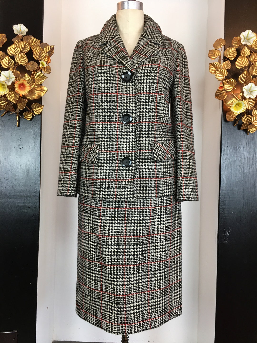1960s Plaid Suit, Vintage 60s Suit, Betty Rose Suit, Skirt and Blazer ...