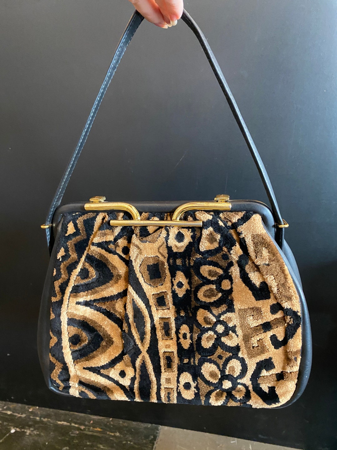 1960s Chenille Handbag, Vintage 60s Purse, Carpet Bag, Vegan, Top ...