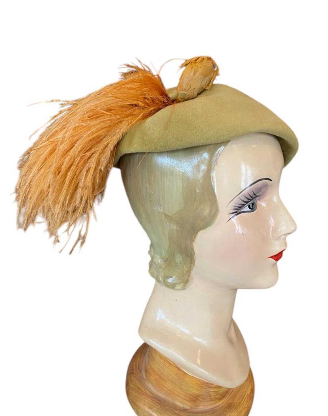 1940s Feather Hat, Vintage Beret, 40s Millinery, Novety Hat, Statement ...