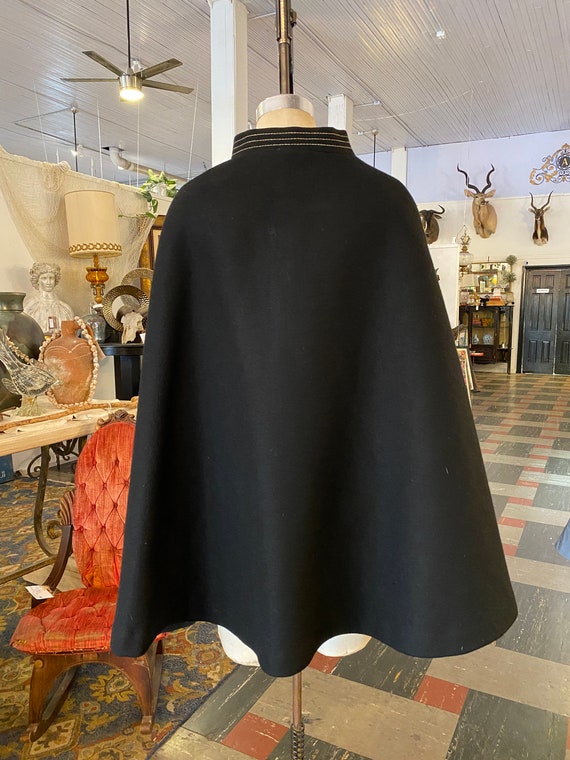 1960s black wool cape, mod style, vintage coat, 60s o… - Gem