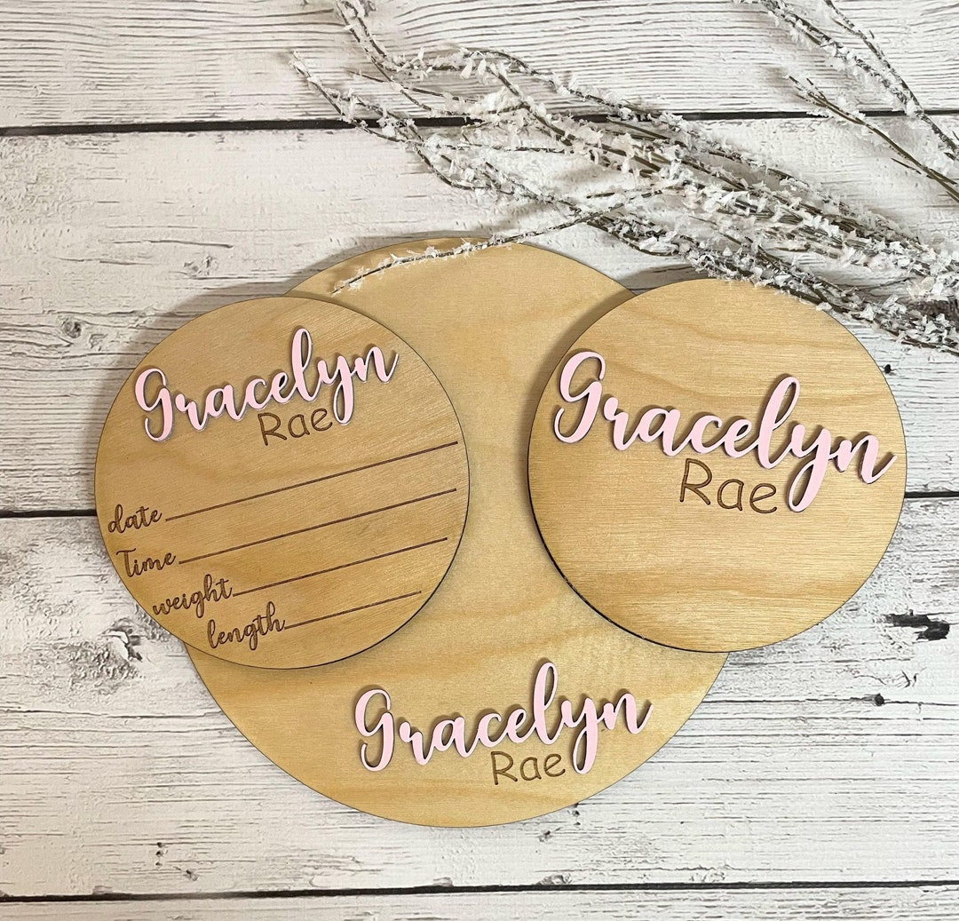 Baby Announcement Sign With Birth Stats Wood Sign for Name Reveal ...